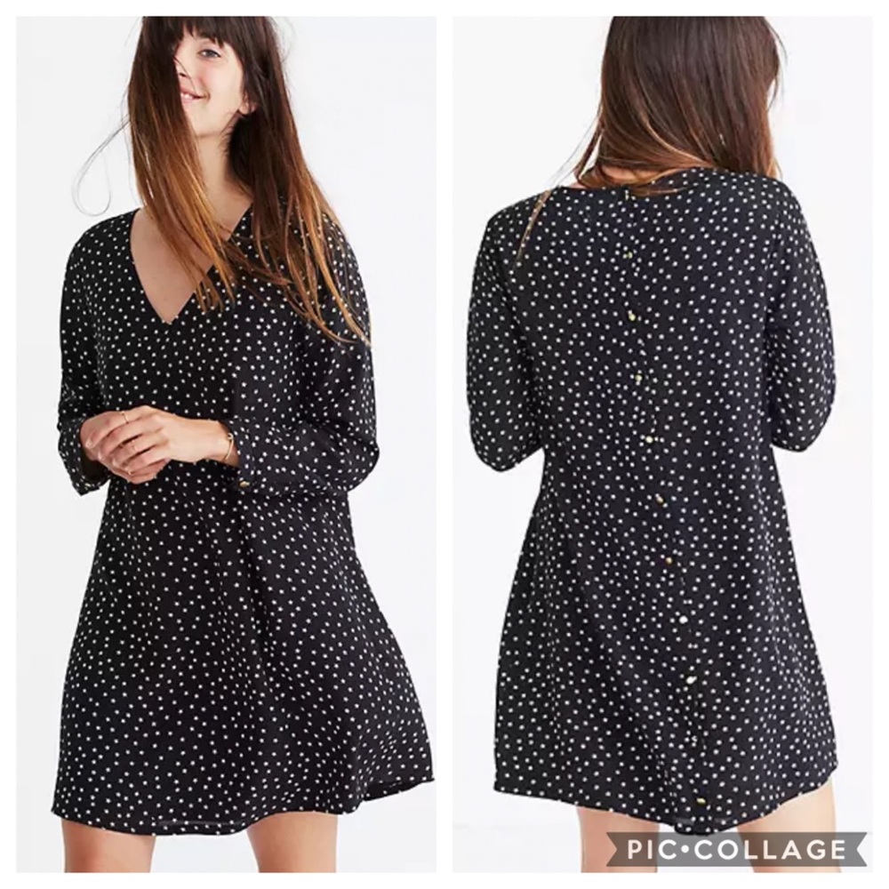 Euc Madewell Star Scatter Silk Button-Back Dress - Gem